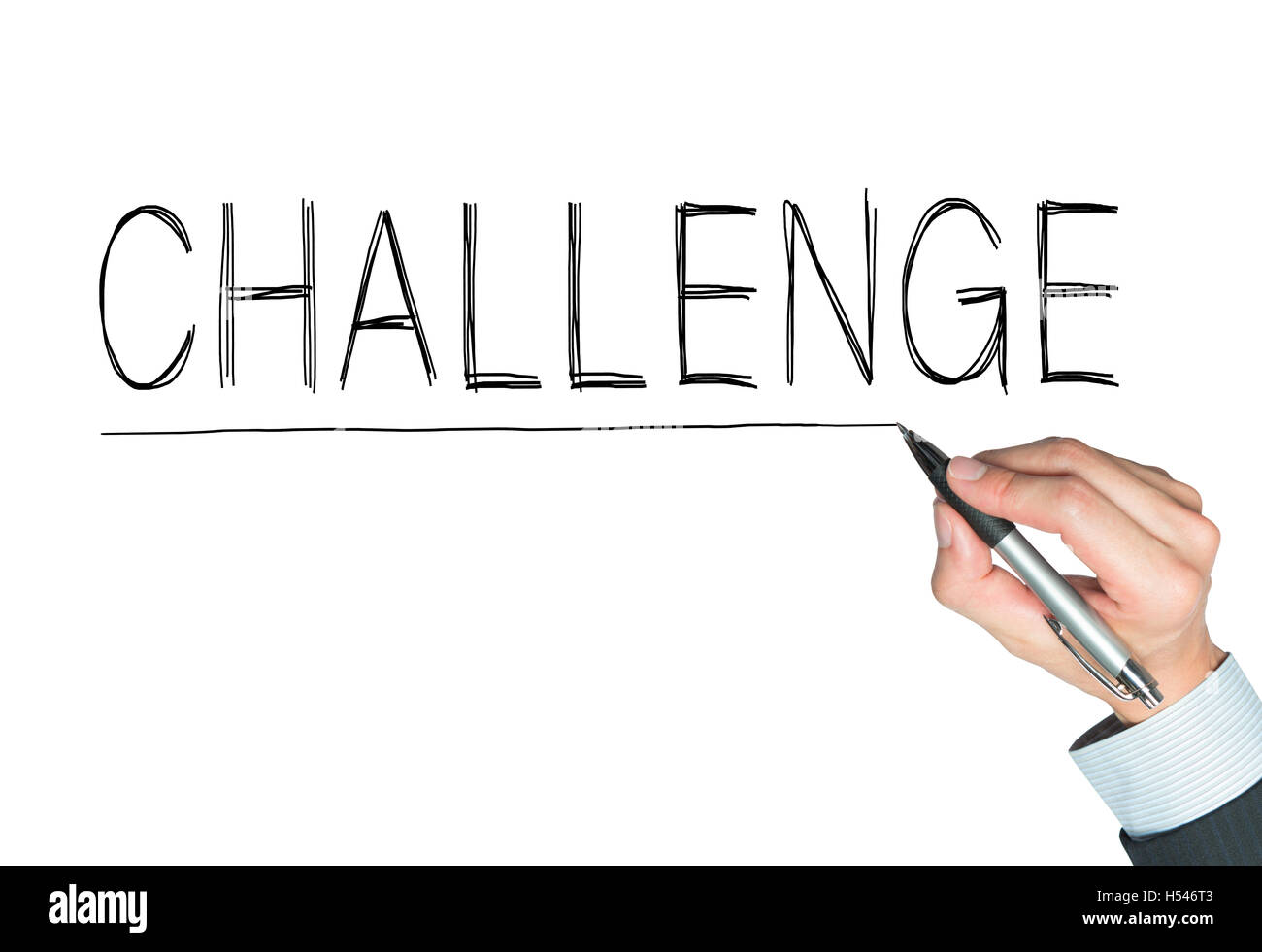 challenge written by hand, hand writing on transparent board, photo ...