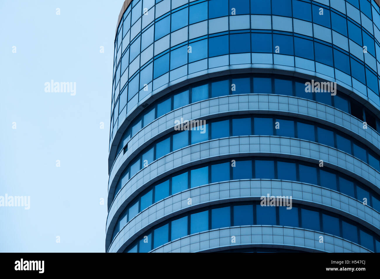 Modern business office skyscrapers, looking up at high-rise buildings ...