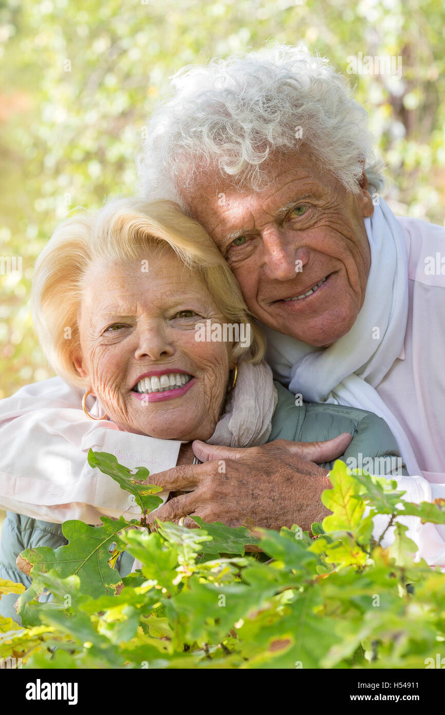 beautiful smiling senior couple enjoying life in countryside Stock ...