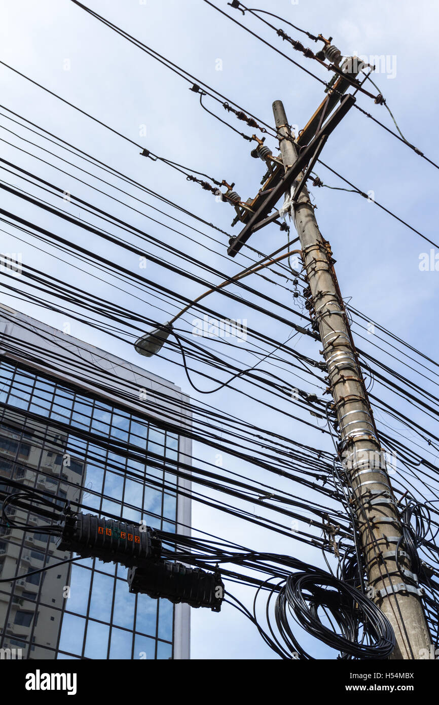 Panama City, Panama- June 08: Power lines blocking the view in Panama ...