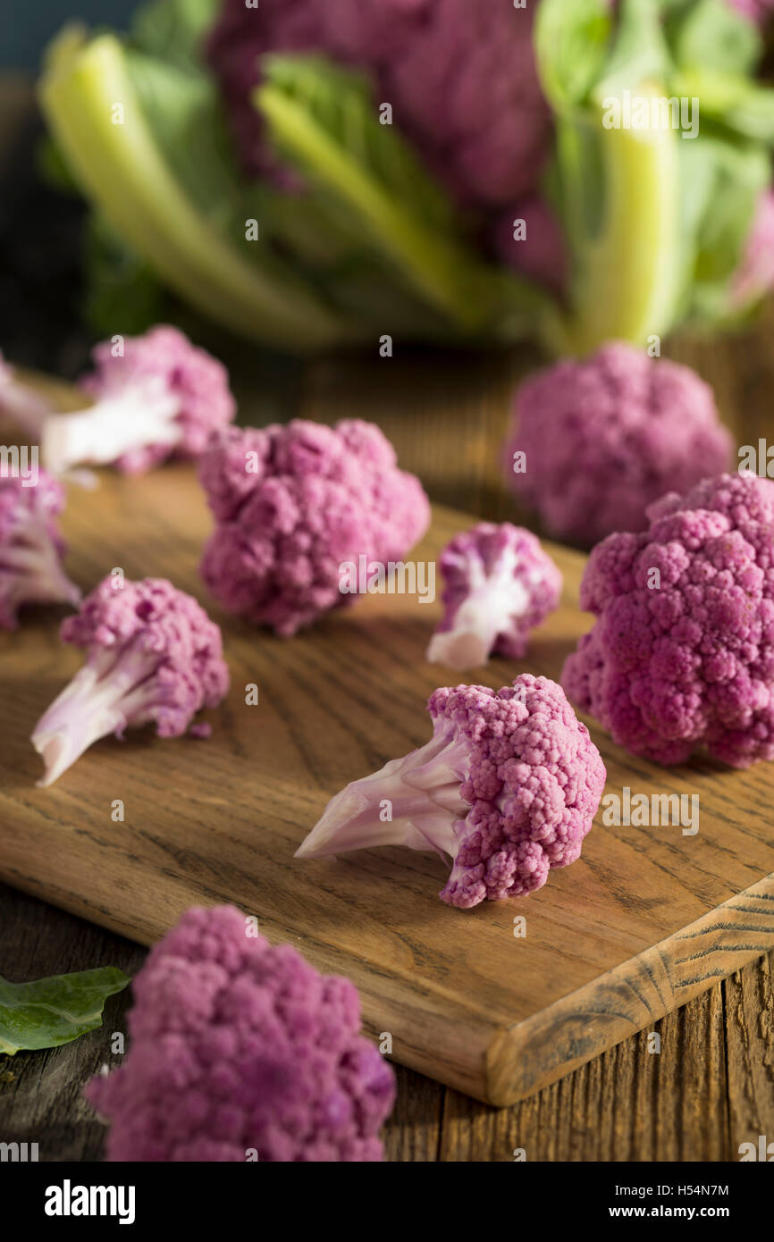 Raw Organic Purple Cauliflower Ready to Cook Stock Photo - Alamy