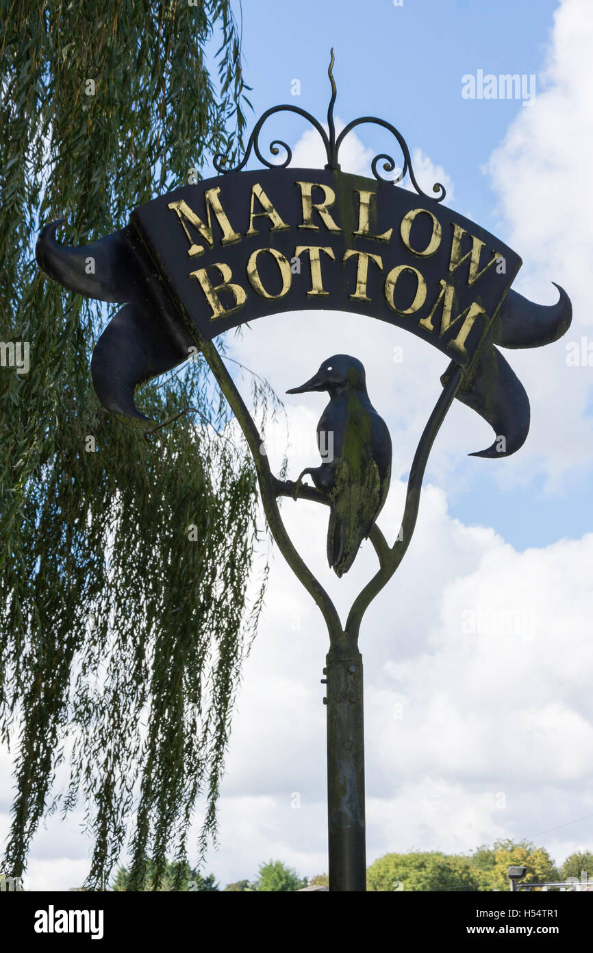Village sign, Marlow Bottom, Buckinghamshire, England, United Kingdom ...