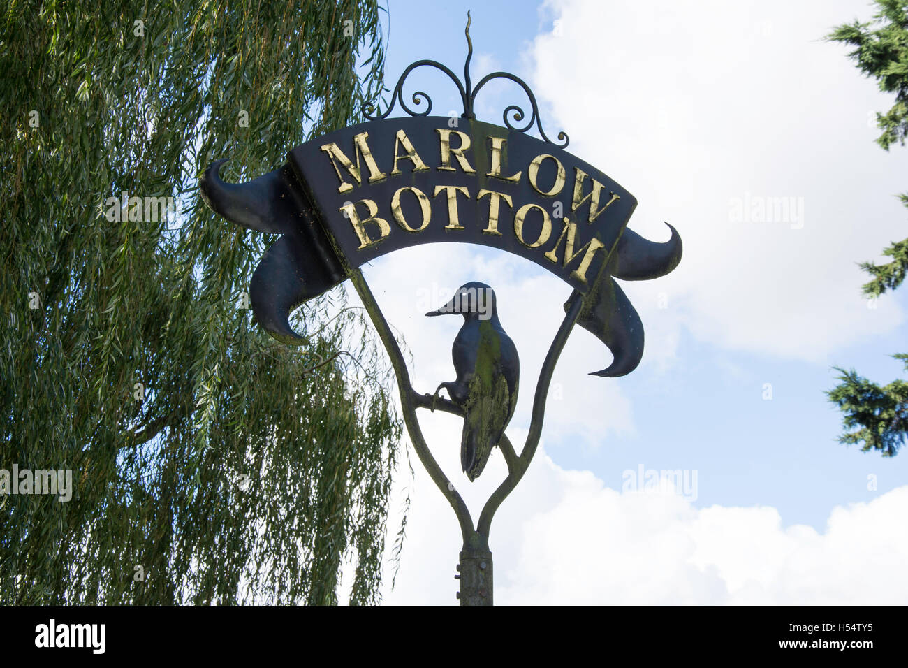 Village sign, Marlow Bottom, Buckinghamshire, England, United Kingdom ...