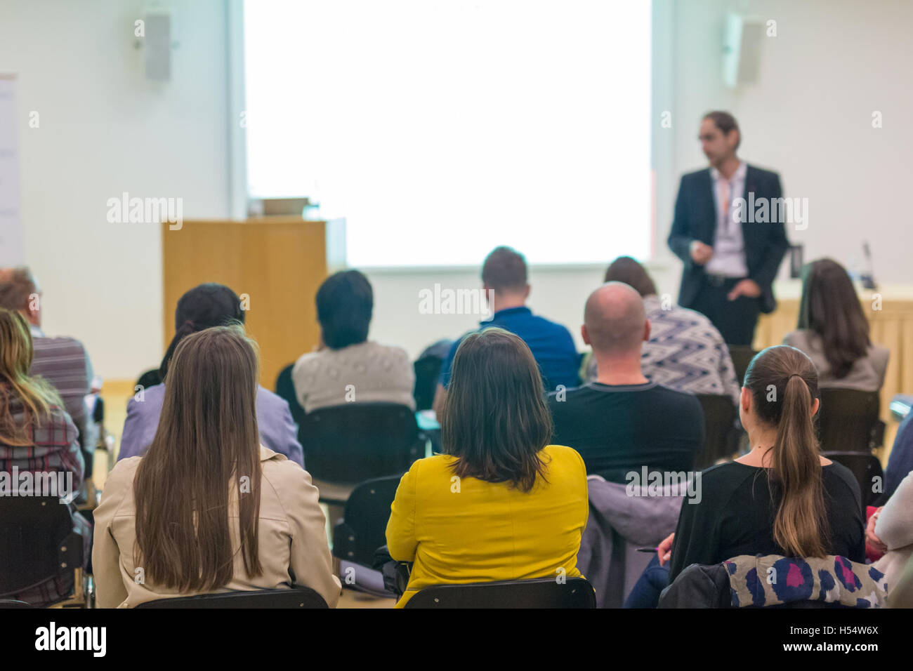 Audience in lecture hall on scientific conference Stock Photo - Alamy
