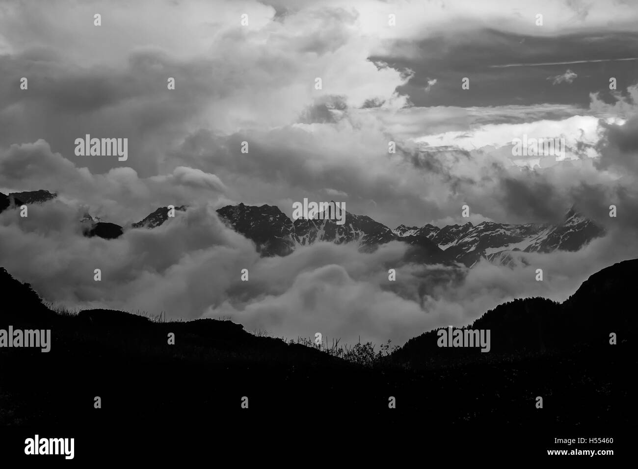 Background alps Black and White Stock Photos & Images - Alamy