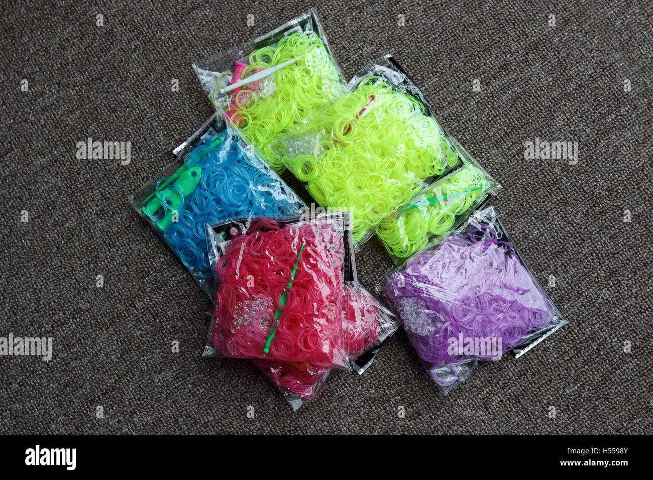 Colorful rubber loom bands Stock Photo - Alamy