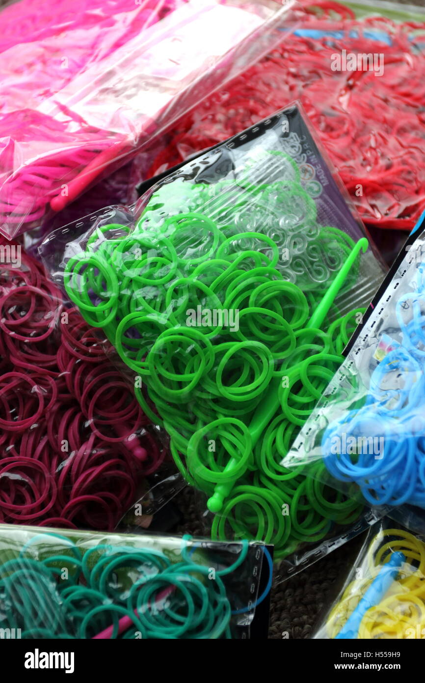 Colorful rubber loom bands Stock Photo - Alamy