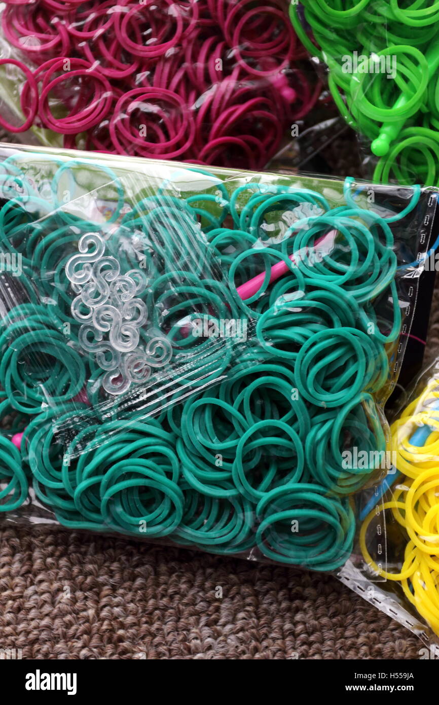 Colorful rubber loom bands Stock Photo - Alamy