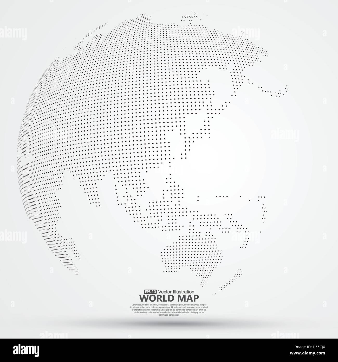Three-dimensional abstract planet, dots, representing the global ...