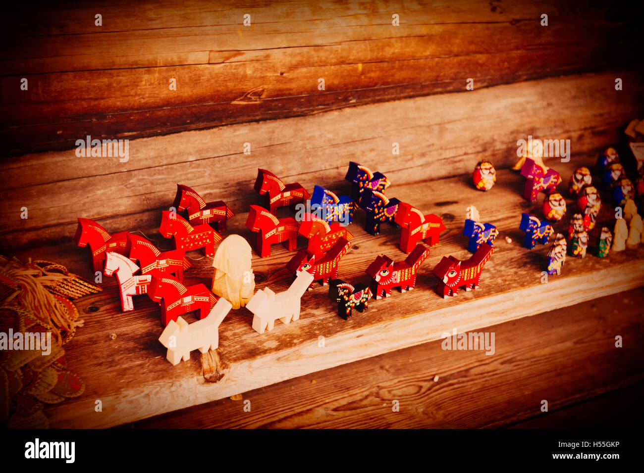 Traditional Russian wood carved arts and crafts Stock Photo - Alamy