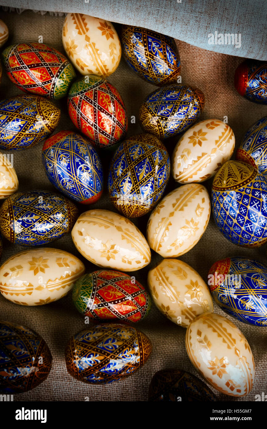 Traditional Russian wood carved arts and crafts Stock Photo - Alamy