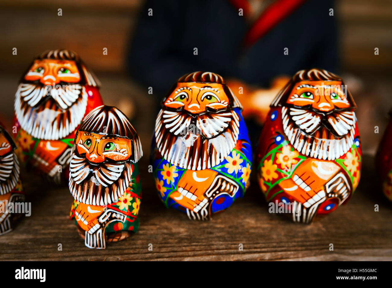 Traditional Russian wood carved arts and crafts Stock Photo - Alamy