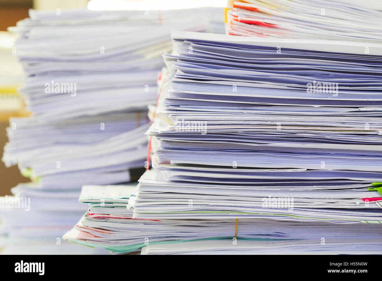 Business concept. stack of business documents on office desk Stock ...
