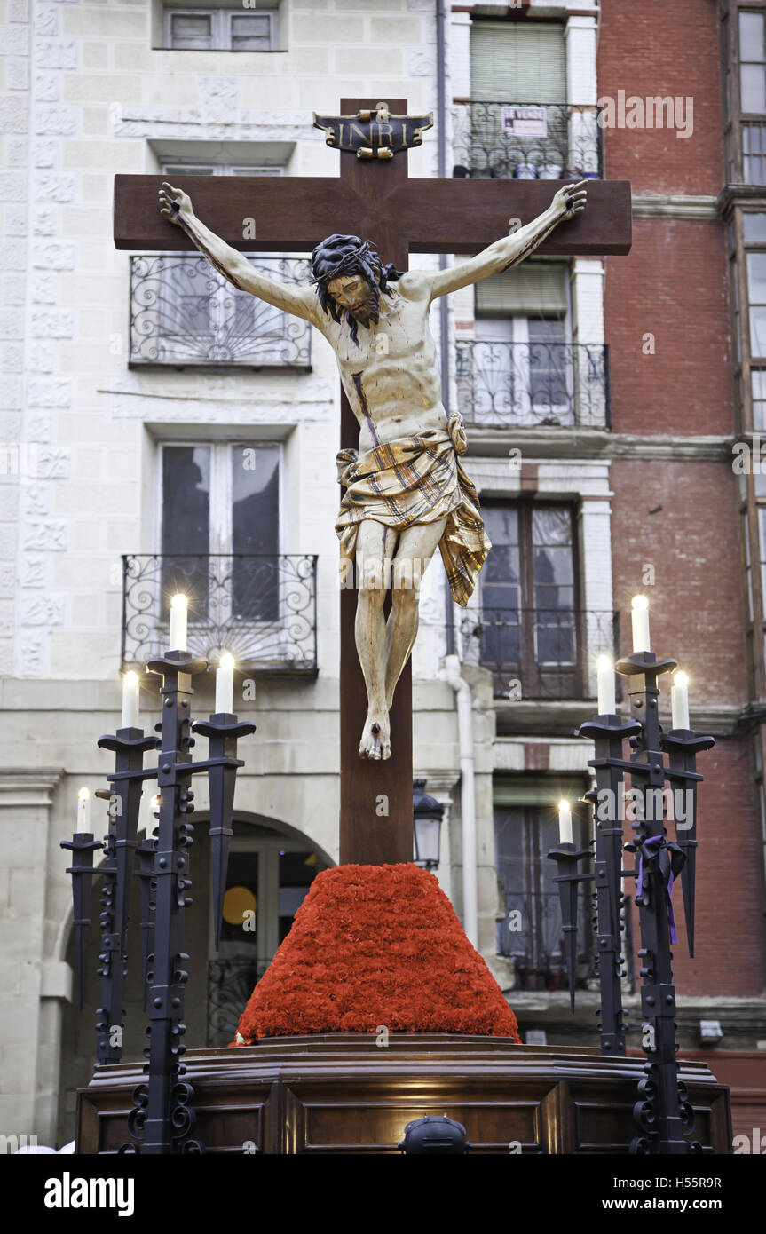 Christ on the cross, detail of sculpture of Jesus Christ, the Easter ...