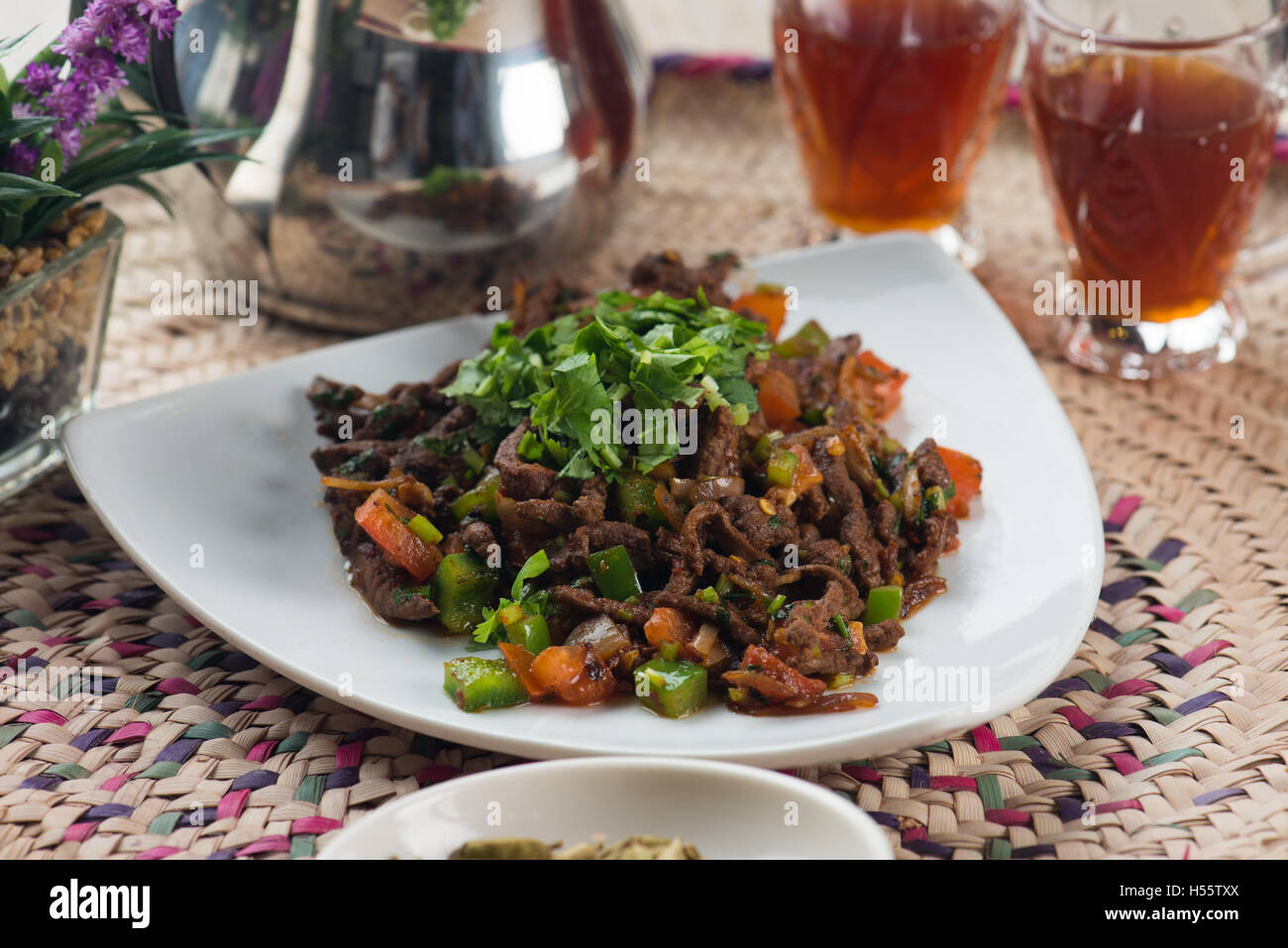 beef liver kebda, mugagal arabic food Stock Photo - Alamy