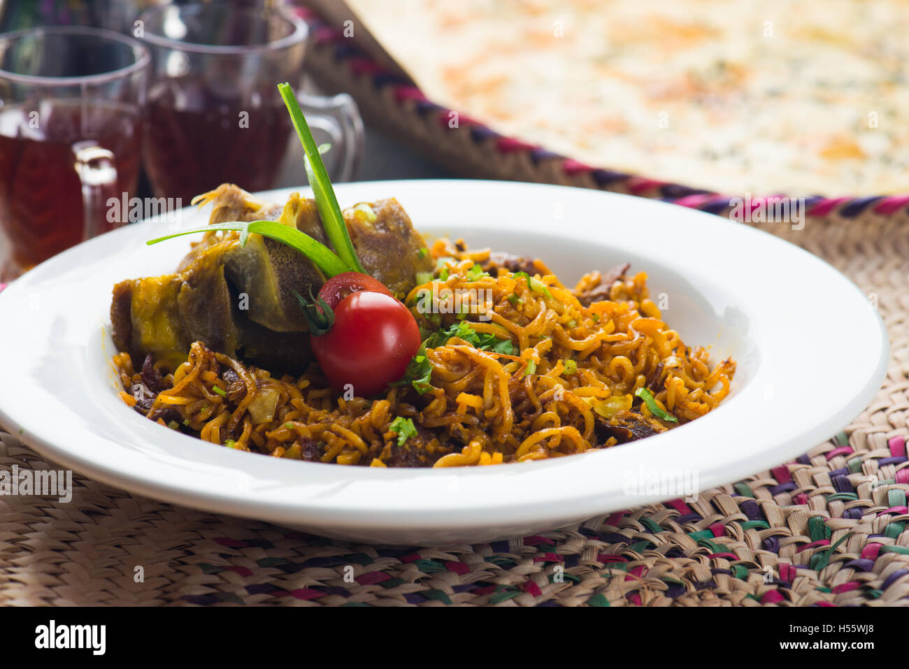 Kabsa fried noodle, arab food Stock Photo - Alamy