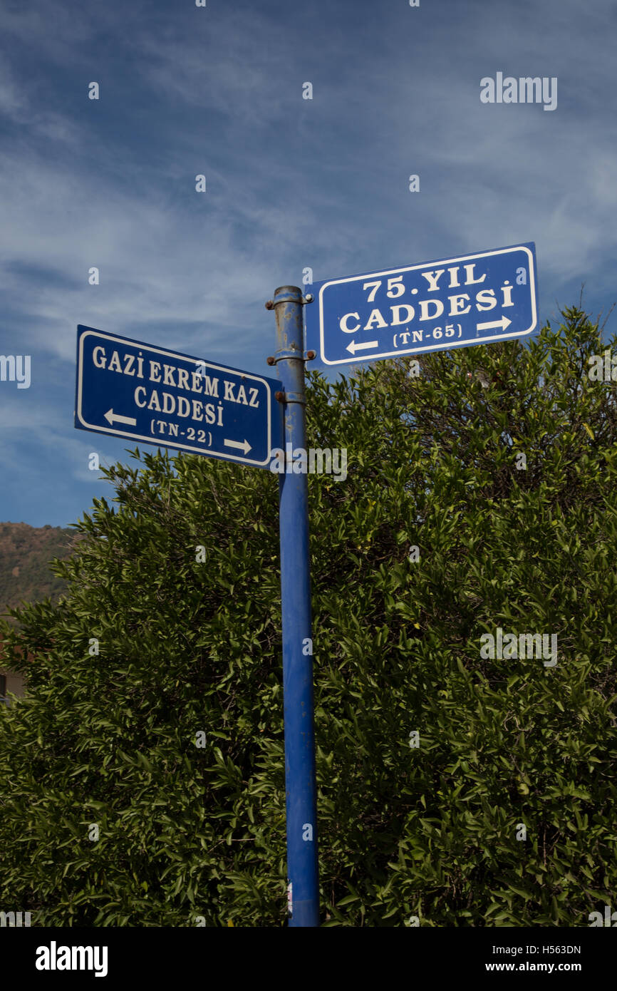 Local street/road signs taken in Icmeler, Turkey Stock Photo - Alamy