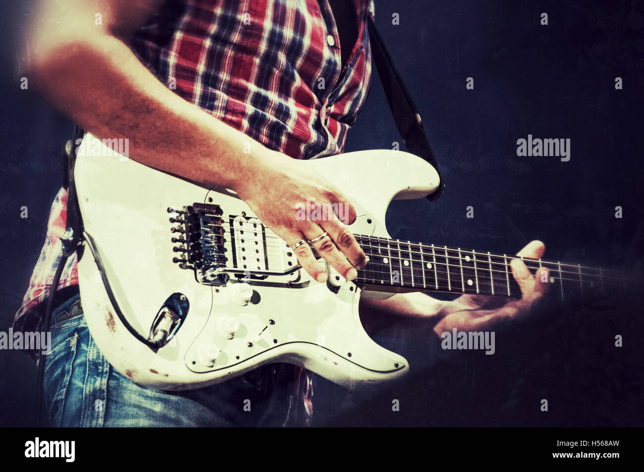 Rock - Pop guitarist vintage style photograph Stock Photo - Alamy