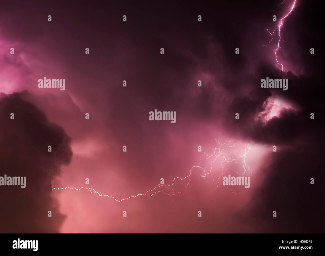 Lightning storm in the middle of the night Stock Photo - Alamy