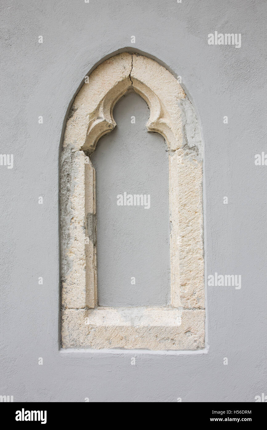 Old repaired window and filled with concrete Stock Photo - Alamy