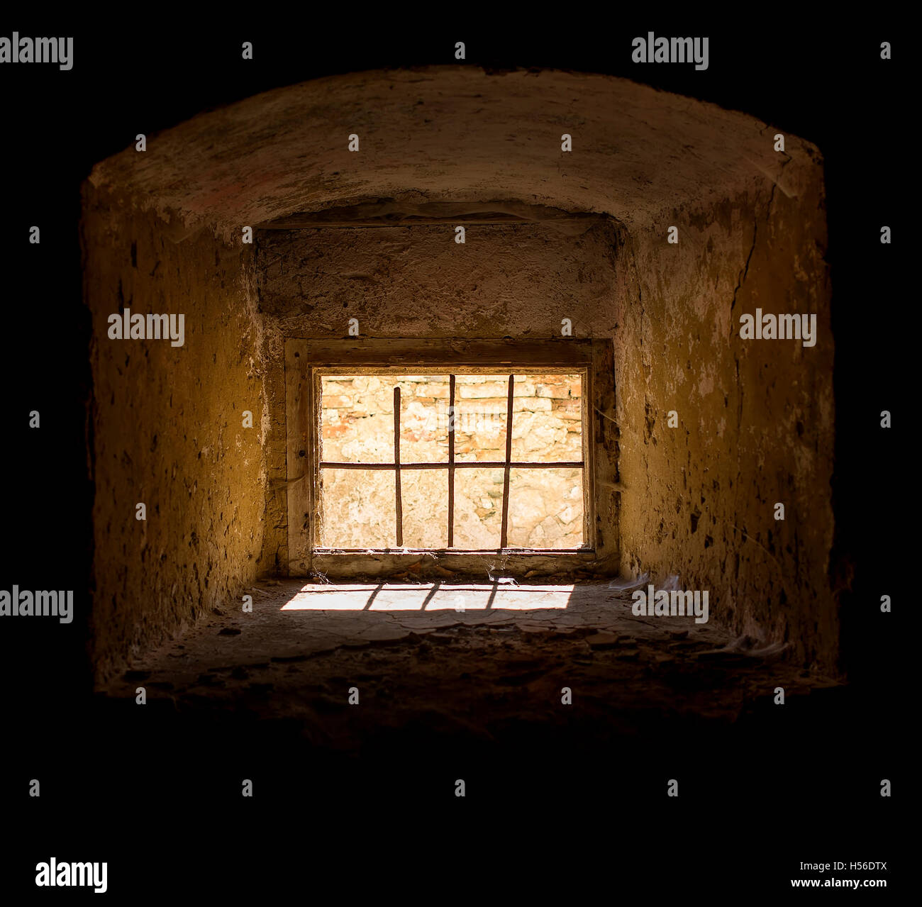 Old window with a metal bar with natural light Stock Photo - Alamy