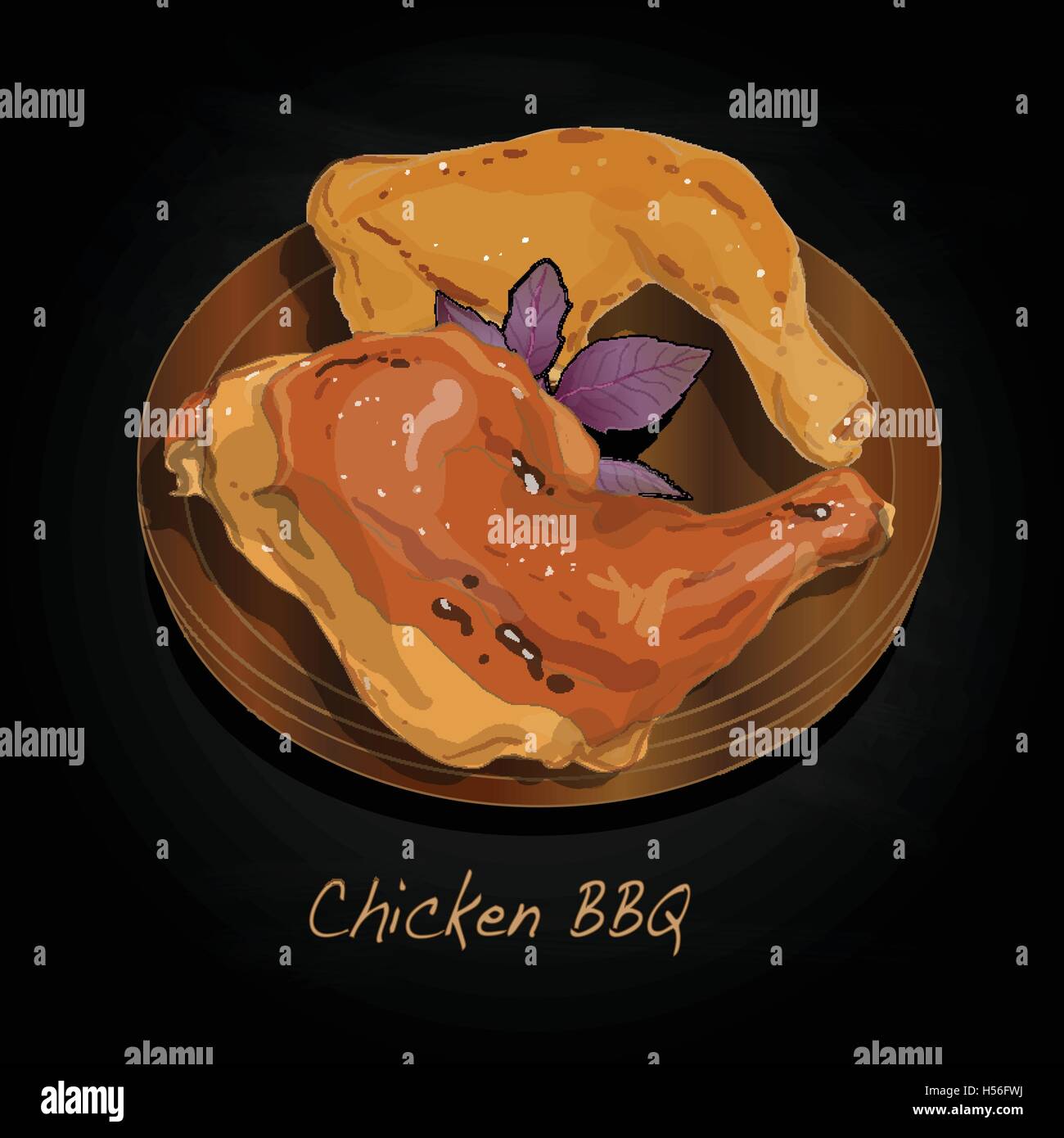 Oven baked chicken leg Stock Vector Images - Alamy
