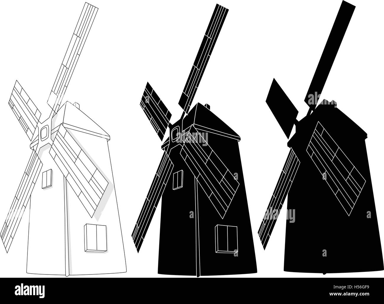 Windmill illustration. Retro. Vector isolated Stock Vector Image & Art ...