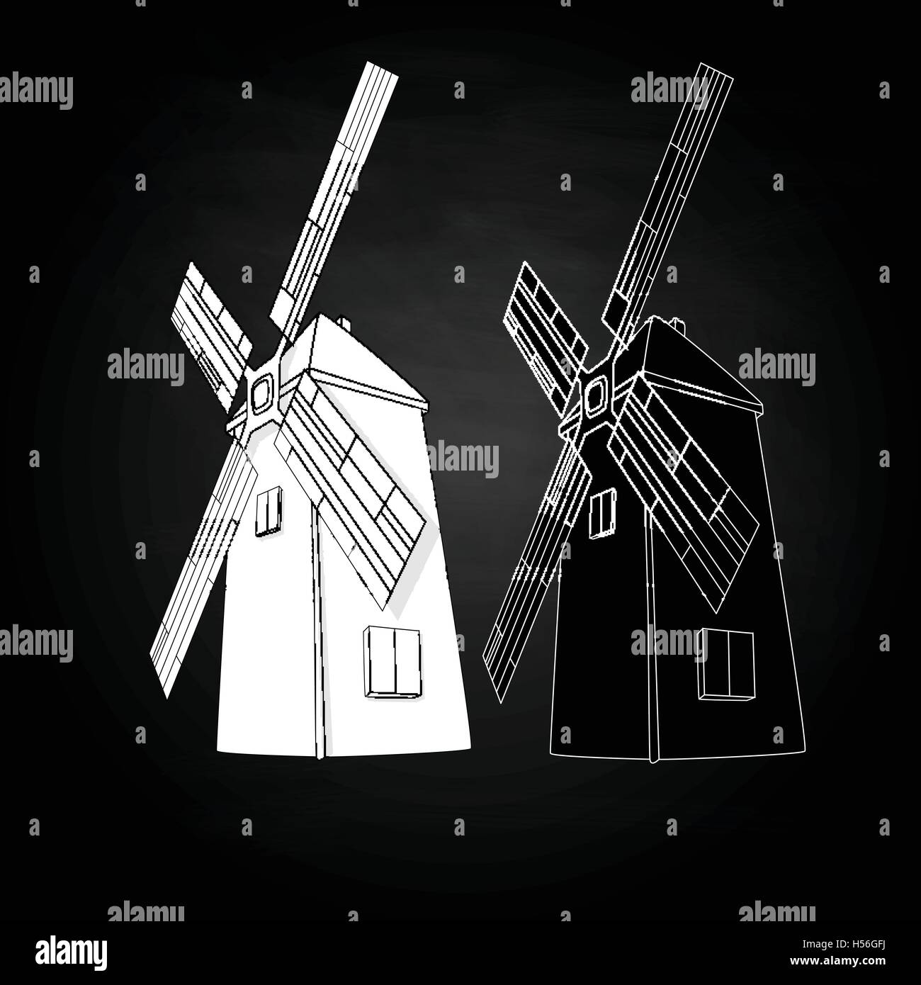 Windmill illustration. Retro. Vector isolated Stock Vector Image & Art ...