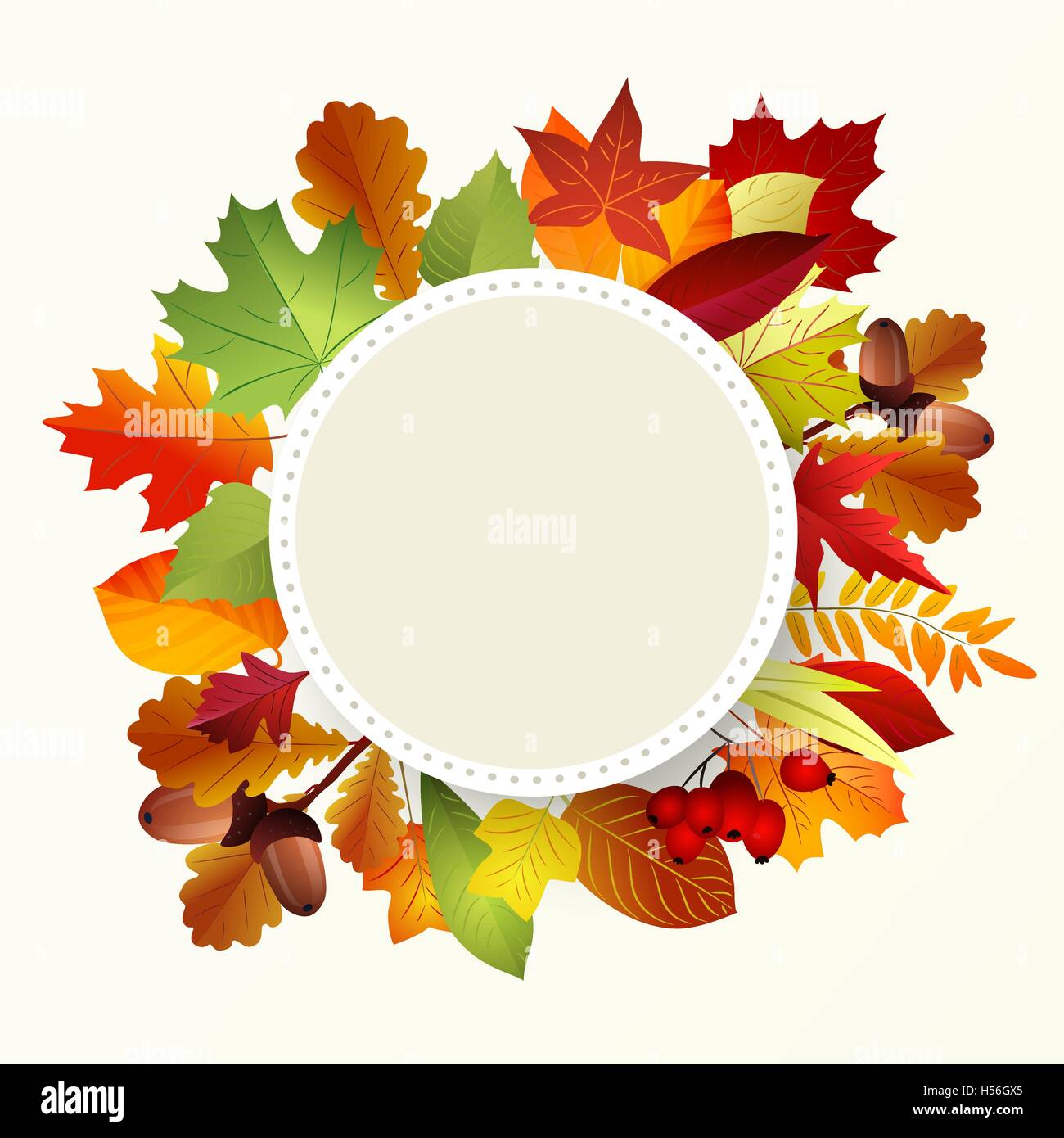 Autumn colorful round frame of leaves.Vector Stock Vector Image & Art ...