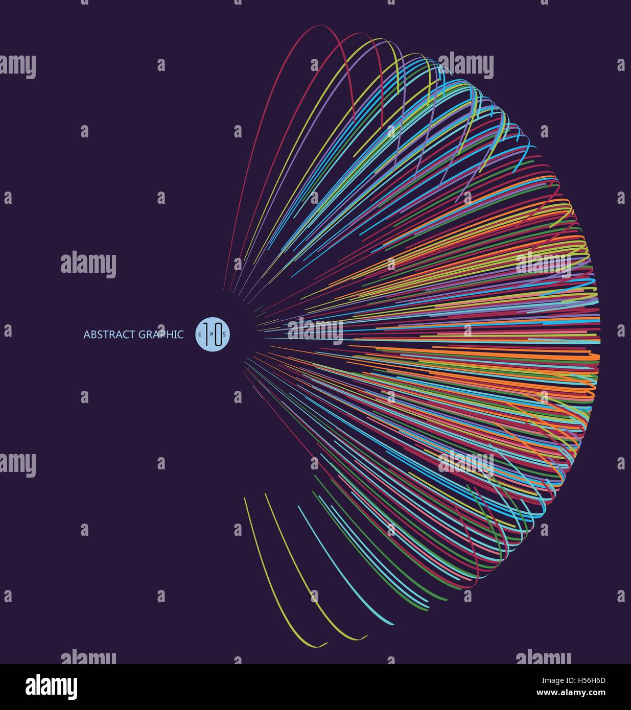 Three-dimensional sphere composed of multicolored curves, abstract ...