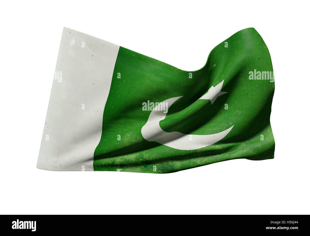 3d rendering of an old Islamic Republic of Pakistan flag waving on ...