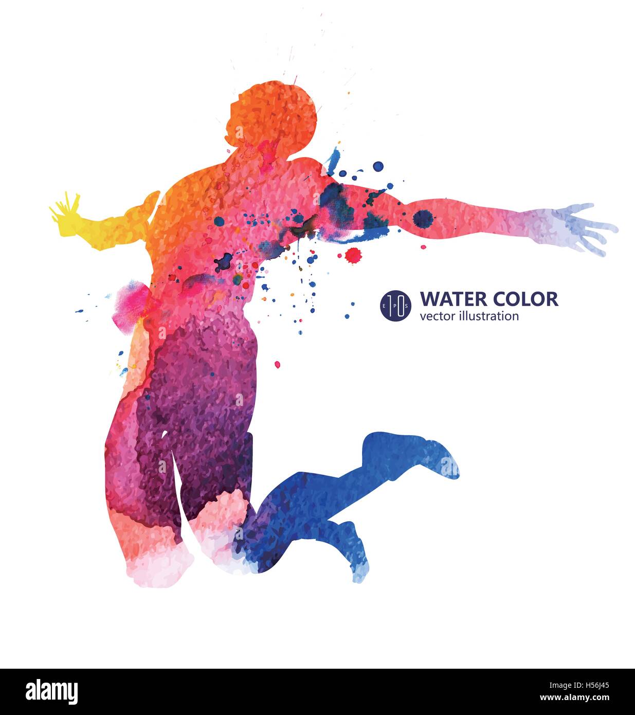 Jump man, vector watercolor illustrations Stock Vector Image & Art - Alamy