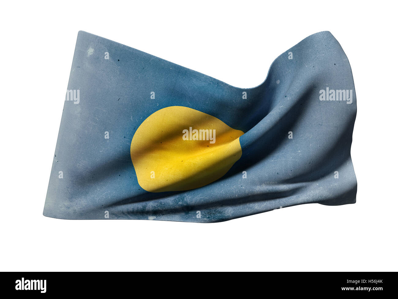 3d rendering of an old Republic of Palau flag waving on white background Stock Photo - Alamy