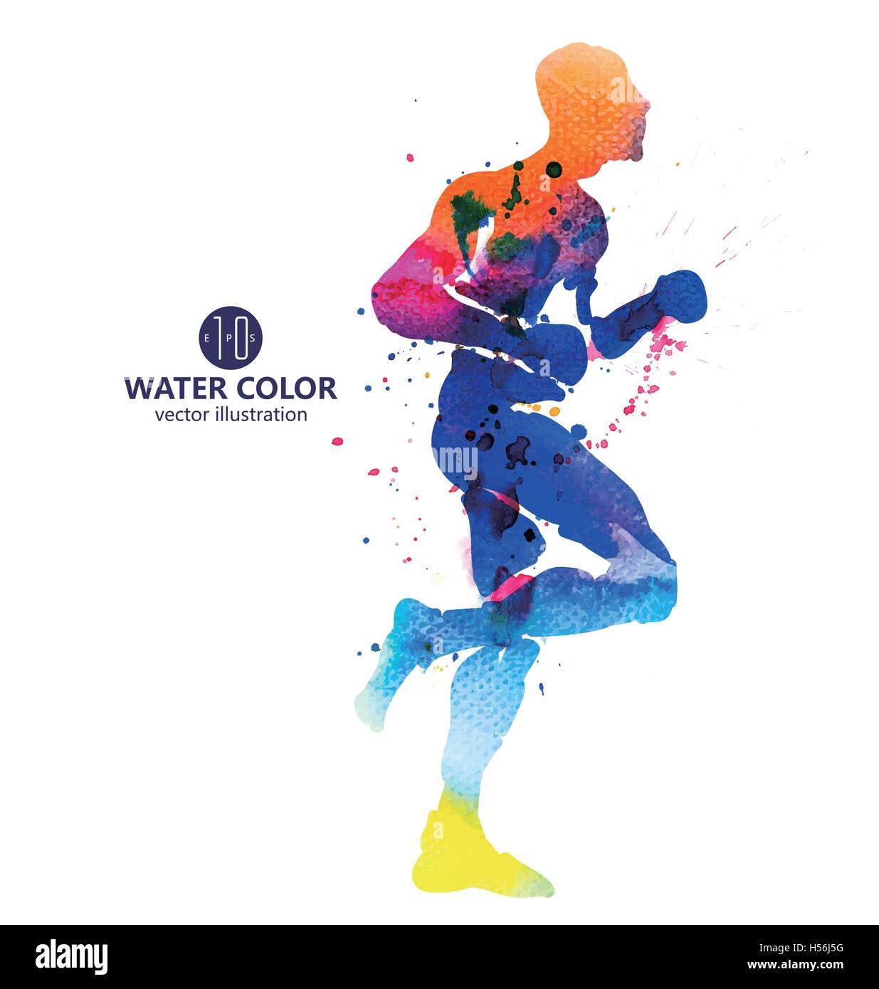 Running Man, vector watercolor illustrations Stock Vector Image & Art ...