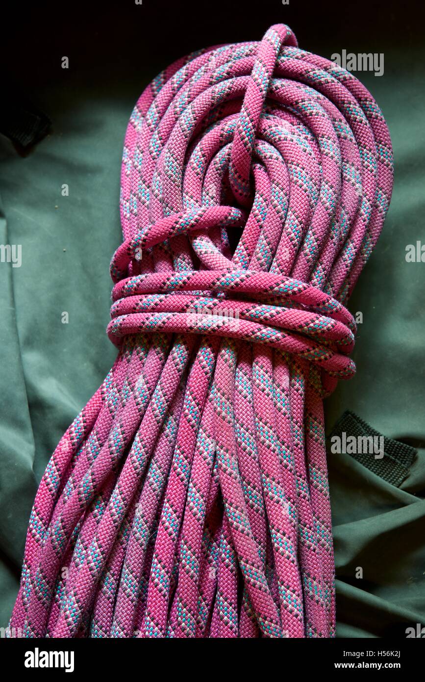 Pink climbing rope close up Stock Photo - Alamy
