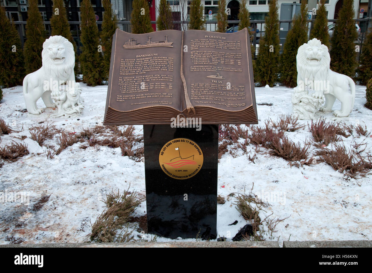 Hamburg memorial stone, Cap Anamur, Hamburg Stock Photo - Alamy