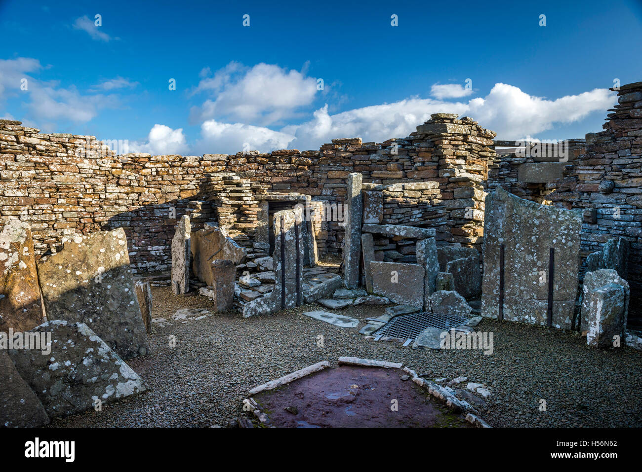 The interior of the Iron Age Broch of Gurness on Mainland, Orkney ...