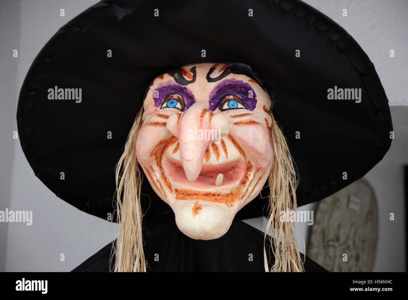 Halloween puppet witch with a hooked nose and hag teeth Stock Photo - Alamy