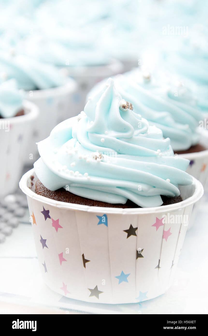 several cup cake wit color of blue Stock Photo - Alamy