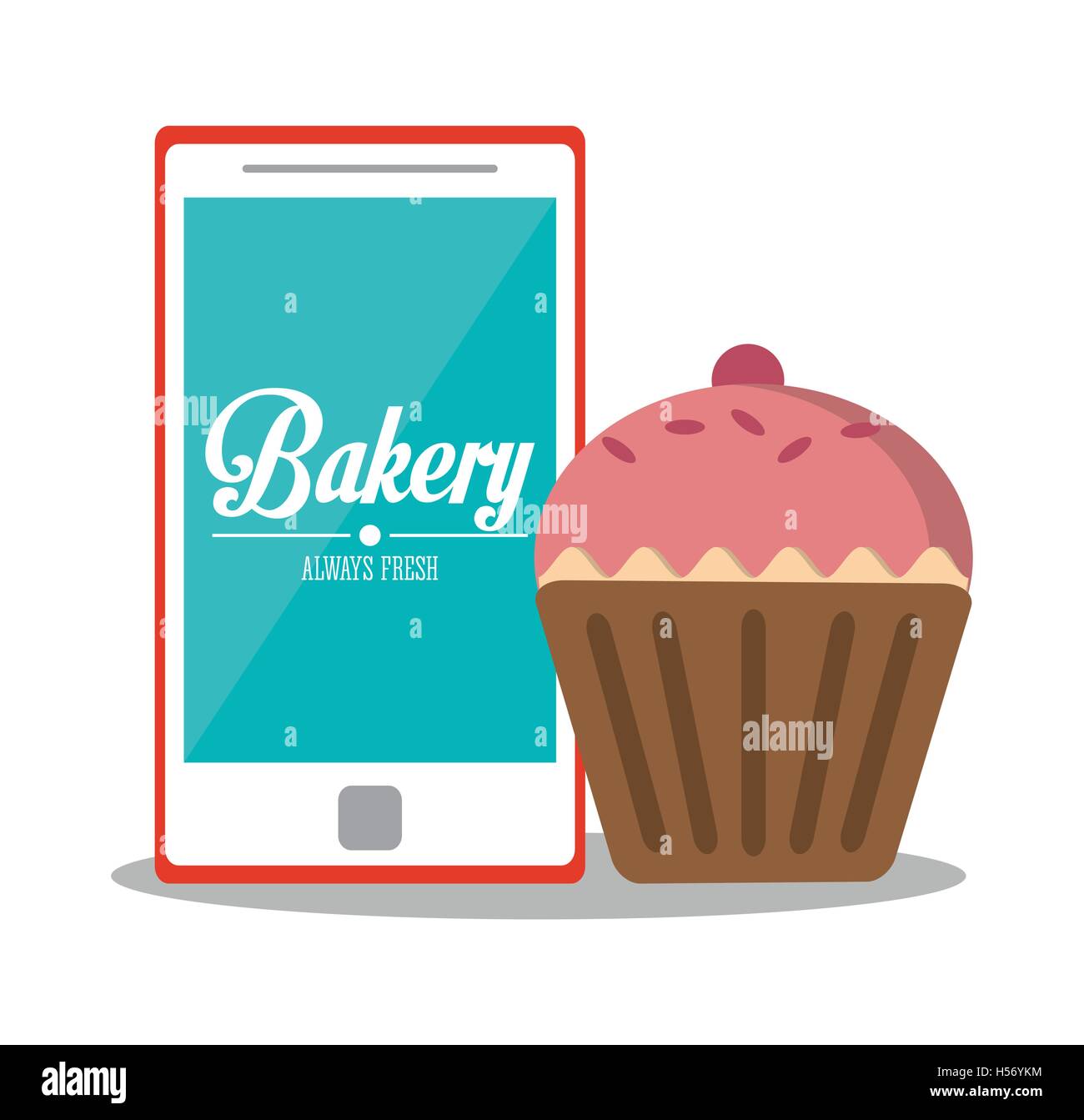 Muffin and smartphone of bakery design Stock Vector Image & Art - Alamy