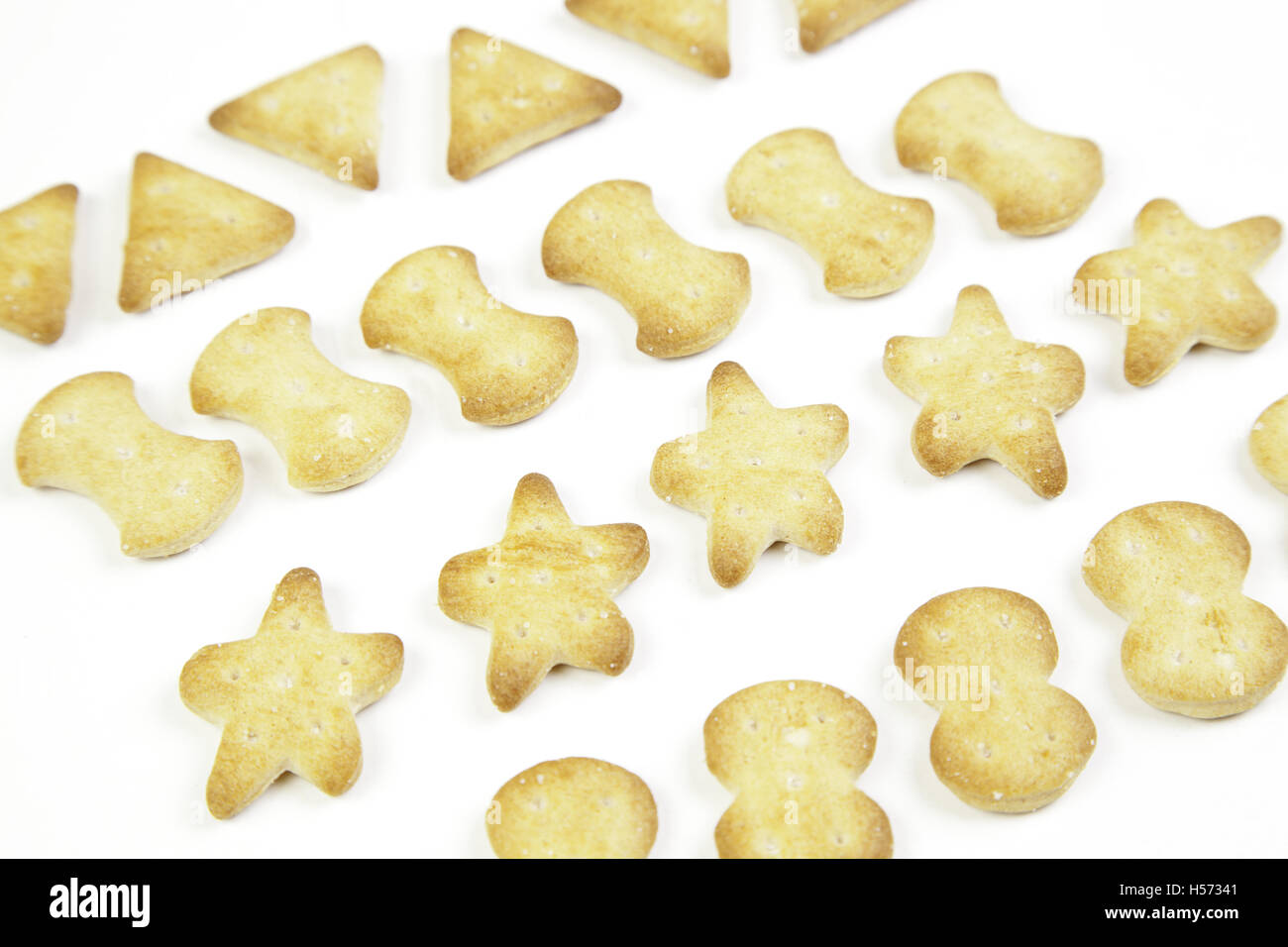 Savory snack, crackers, detail of a group of crackers, pretzels Stock ...