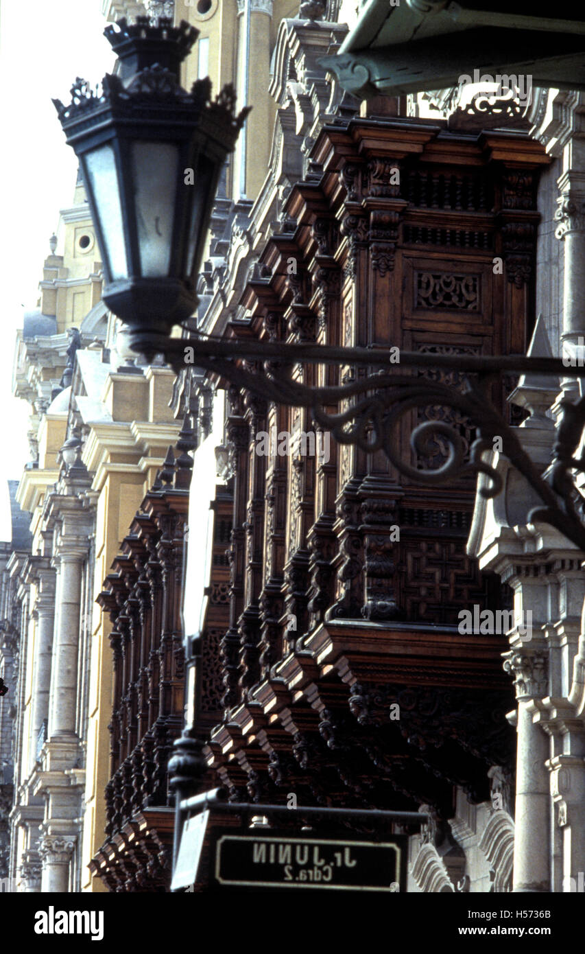 cathedral balcony, plaza de armas, Lima, Peru Stock Photo - Alamy