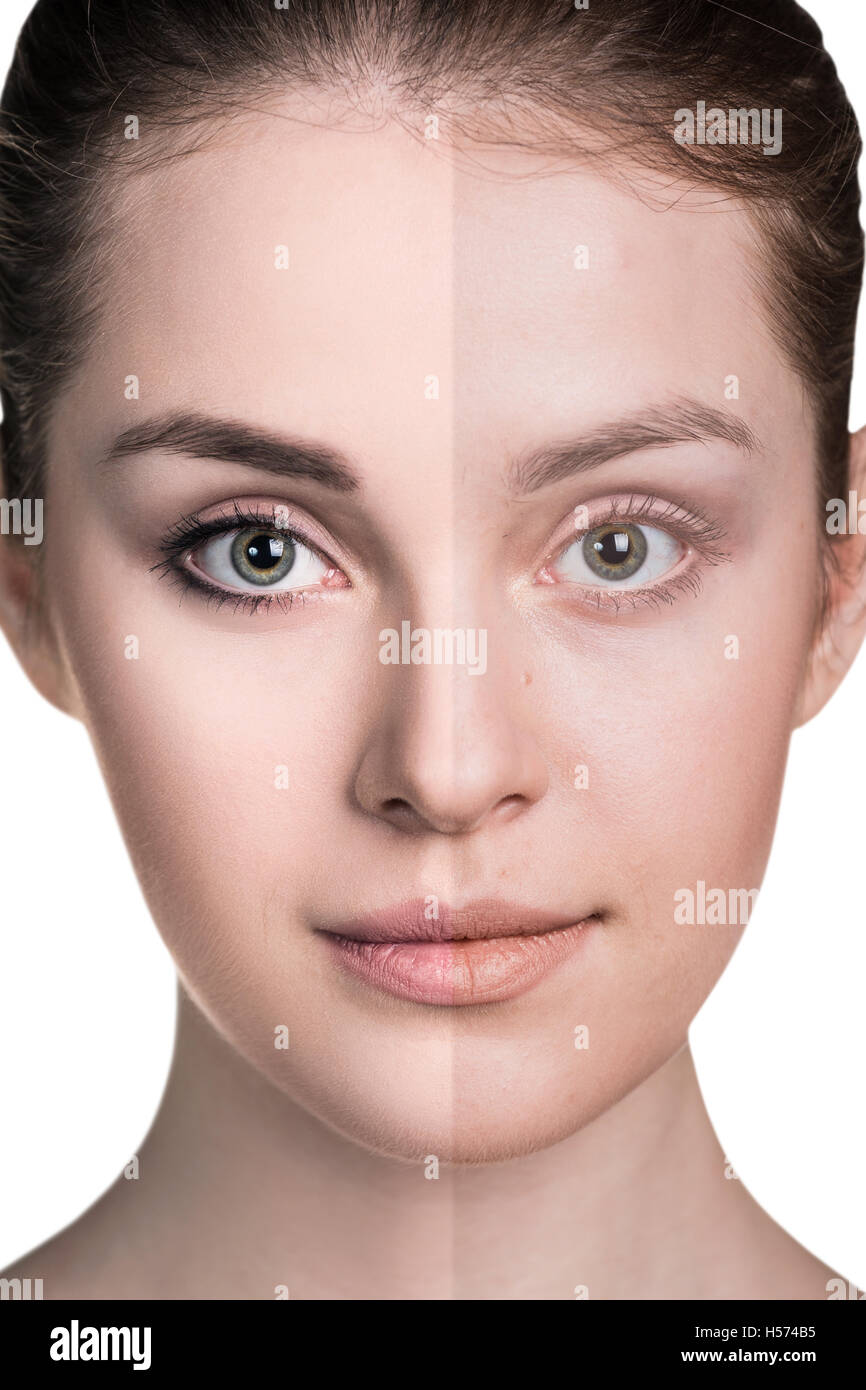 Comparative portrait of female face Stock Photo - Alamy