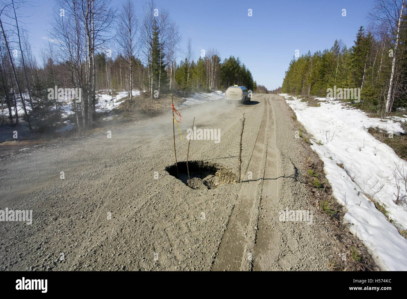 Pothole damage on road after winter hi-res stock photography and images ...