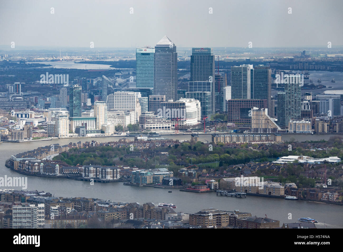 Aerial view of Canary Wharf from The Shard London Stock Photo - Alamy