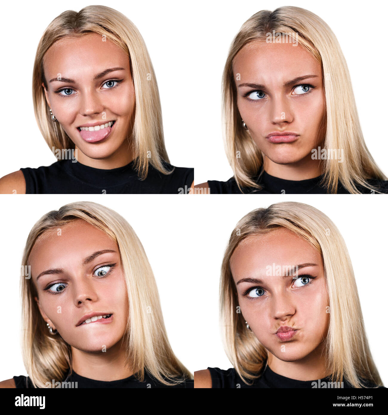 Young funny woman showing grimace Stock Photo - Alamy