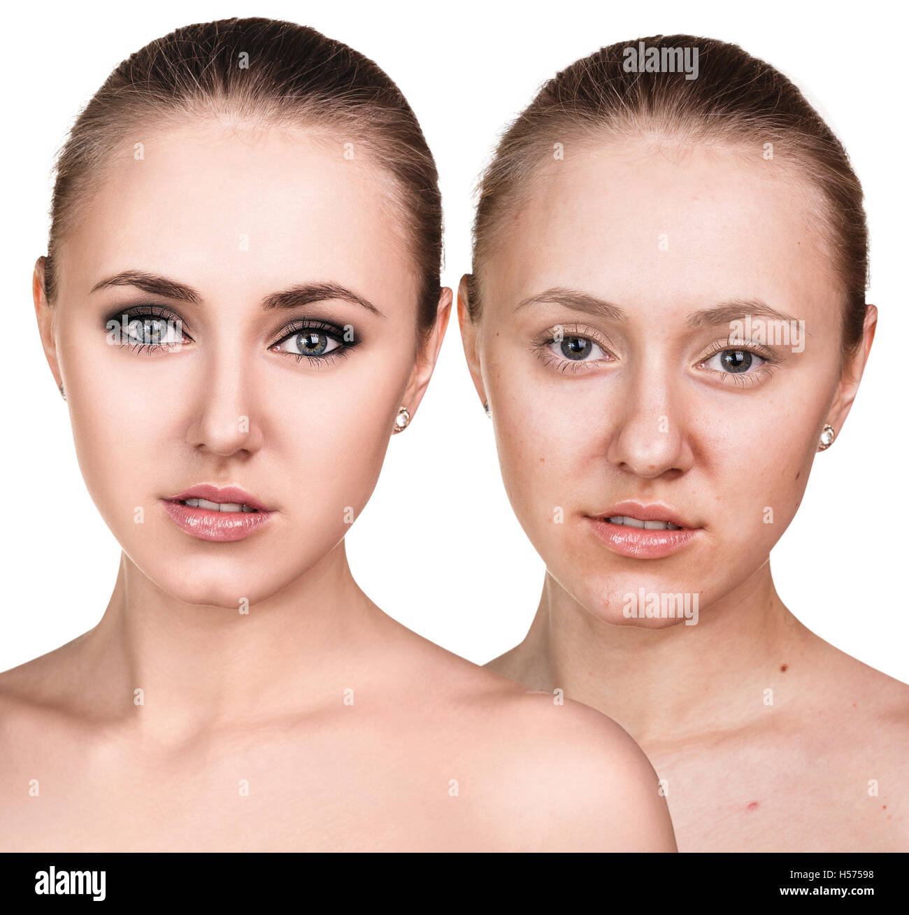 Comparative portrait of female face Stock Photo - Alamy