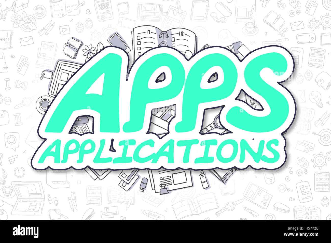 Apps - Doodle Green Text. Business Concept Stock Photo - Alamy