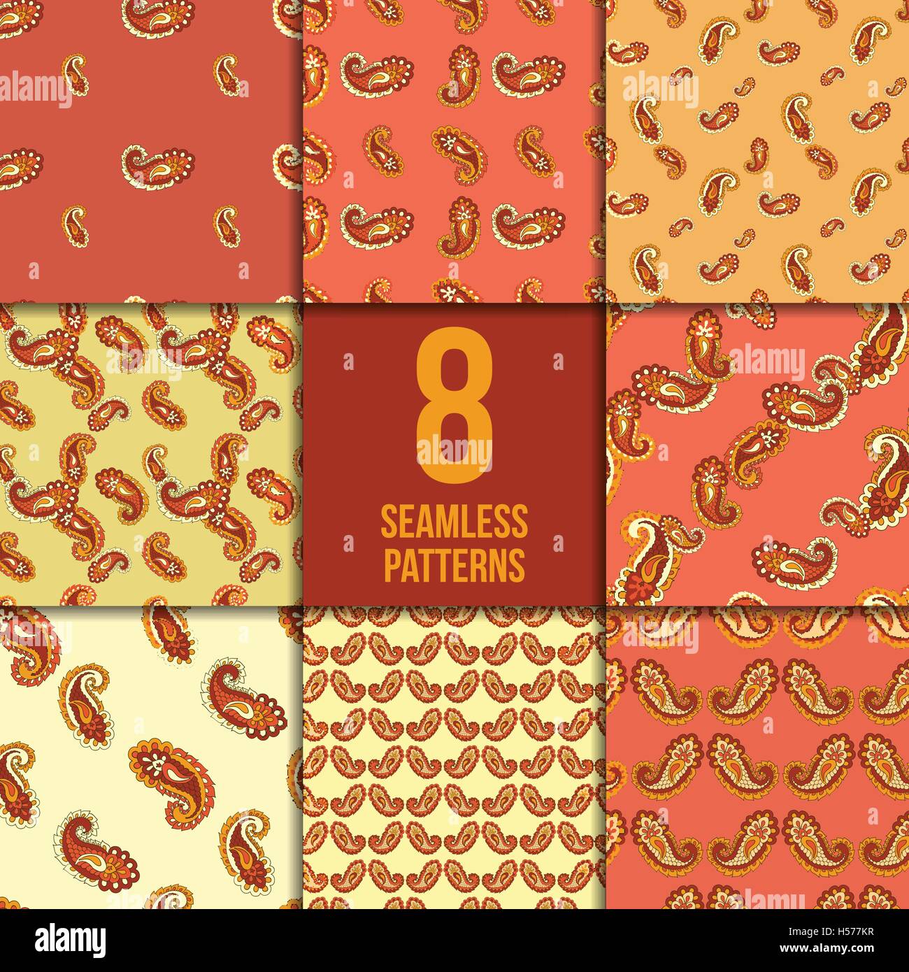 Seamless Paisley Pattern Set Stock Vector Image And Art Alamy