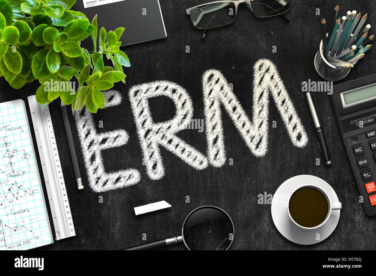 ERM on Black Chalkboard. 3D Rendering Stock Photo - Alamy
